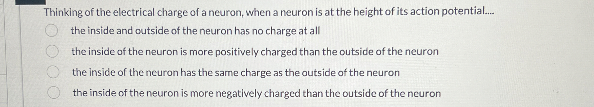 Solved Thinking of the electrical charge of a neuron, when a | Chegg.com