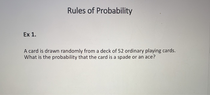 Solved Rules of Probability Ex 1. A card is drawn randomly | Chegg.com
