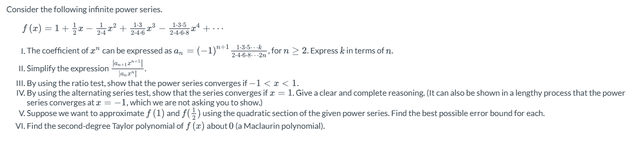 Solved Consider the following infinite power | Chegg.com
