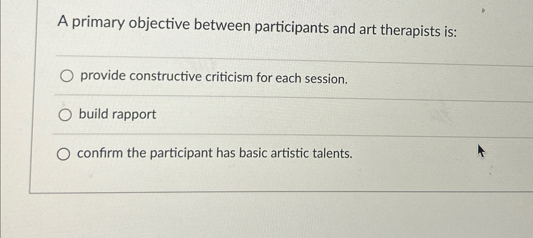 Solved A primary objective between participants and art | Chegg.com