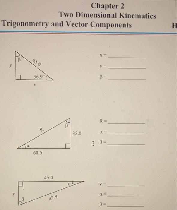 Solved Chapter 2 Two Dimensional Kinematics Trigonometry and | Chegg.com