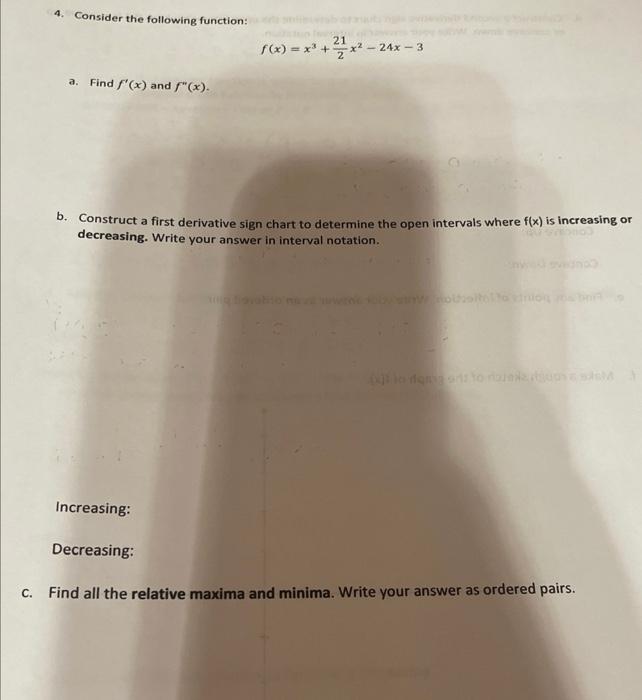 Solved d. Construct a second derivative sign chart to | Chegg.com