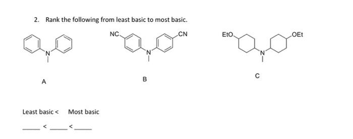 Solved 2. Rank the following from least basic to most basic. | Chegg.com