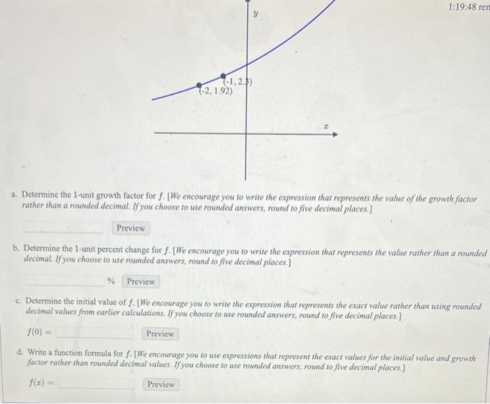 Solved a. Determine the 1-unit growth factor for f. [We | Chegg.com