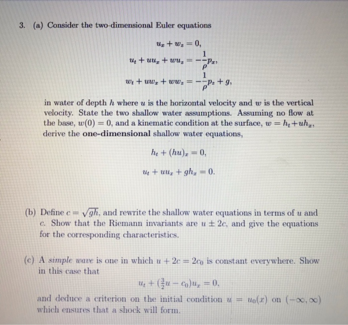 3. (a) Consider the two-dimensional Euler equations | Chegg.com