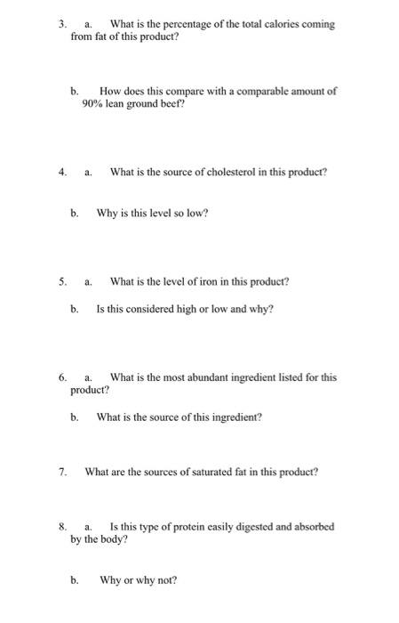 Solved Worksheet 6-1: Label Analysis Protein Instructions: | Chegg.com