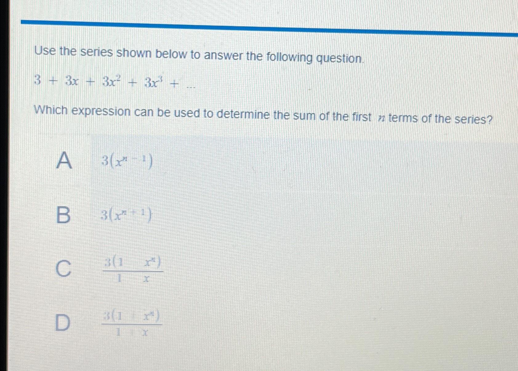 Solved Use the series shown below to answer the following | Chegg.com