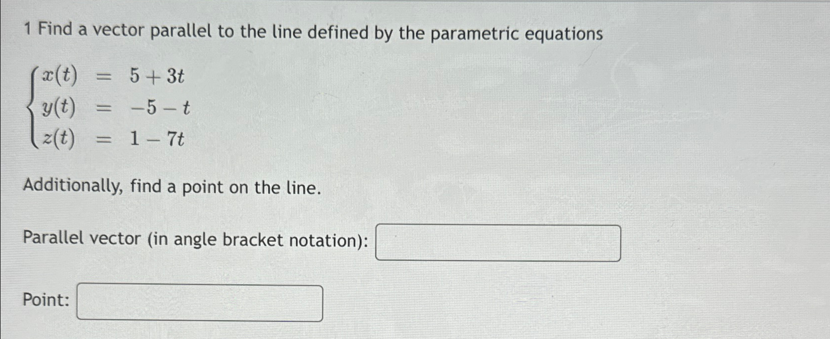 Solved 1 ﻿Find a vector parallel to the line defined by the | Chegg.com