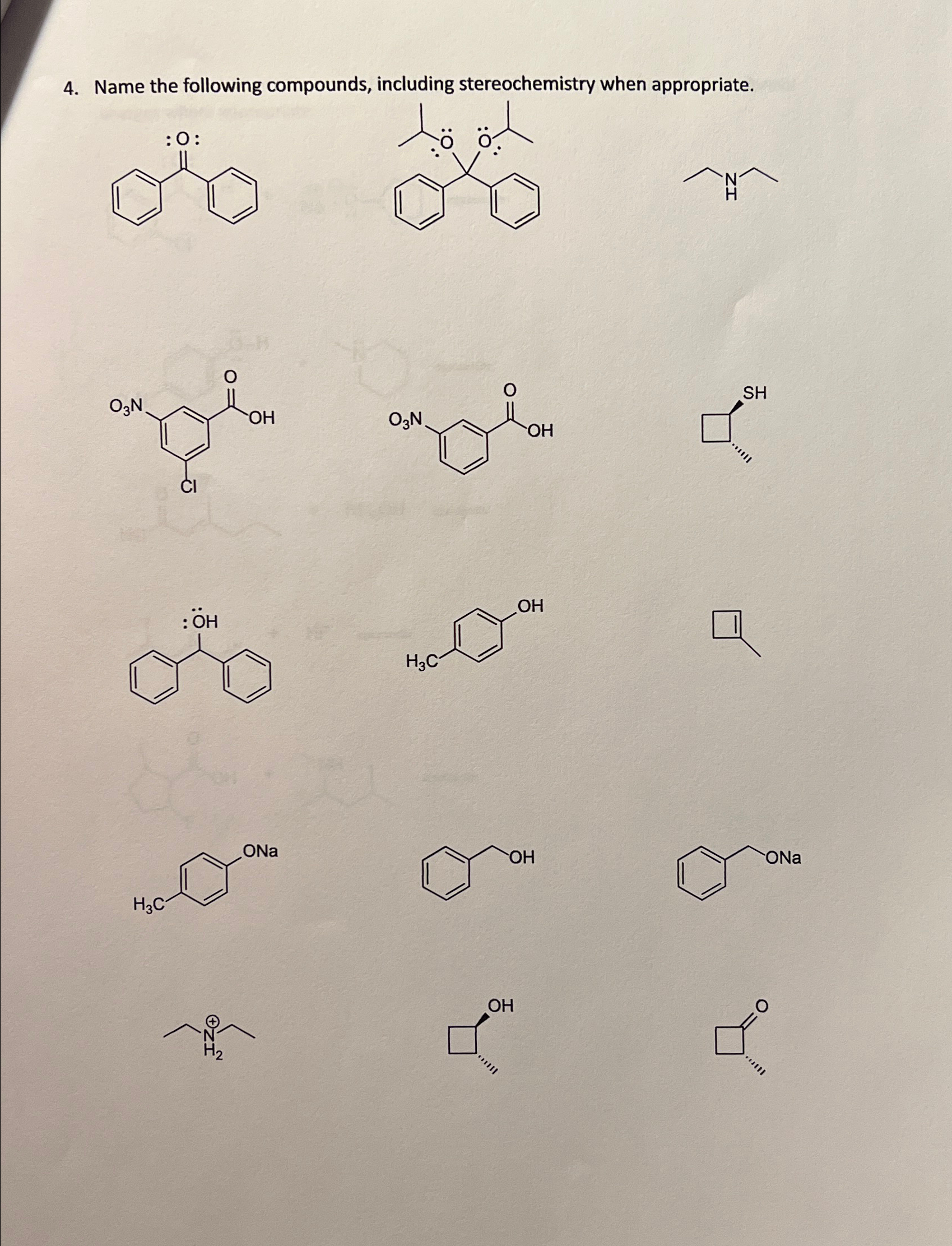 Solved Name the following compounds, including | Chegg.com