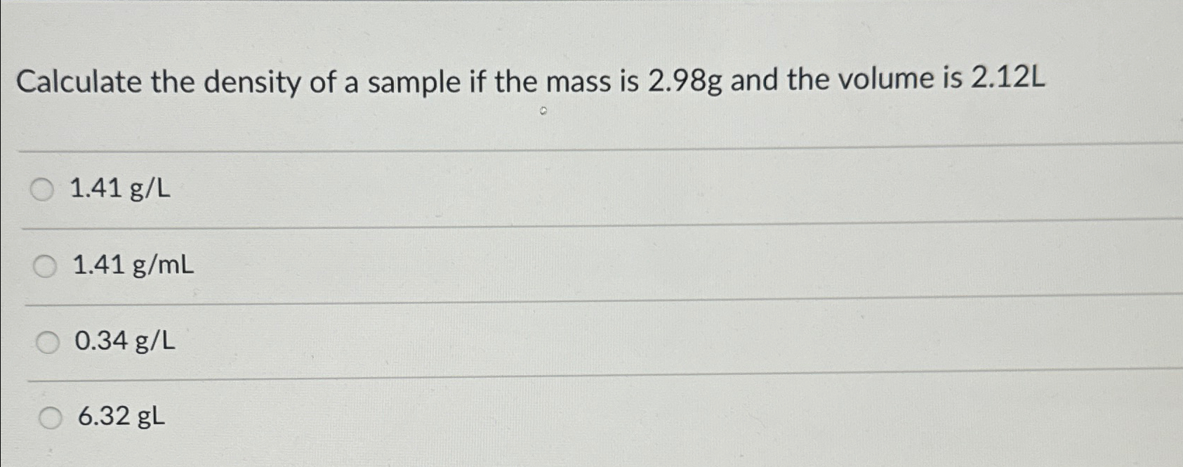 Solved Calculate the density of a sample if the mass is | Chegg.com