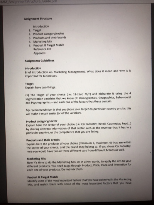 /MM Assignment Structure Guide.pdl Assignment | Chegg.com