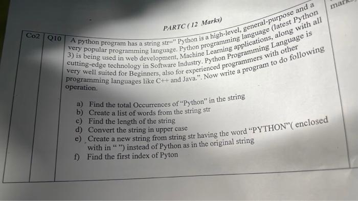 Solved C02 Q10|lartC (12 Marks) PAR python program has a | Chegg.com