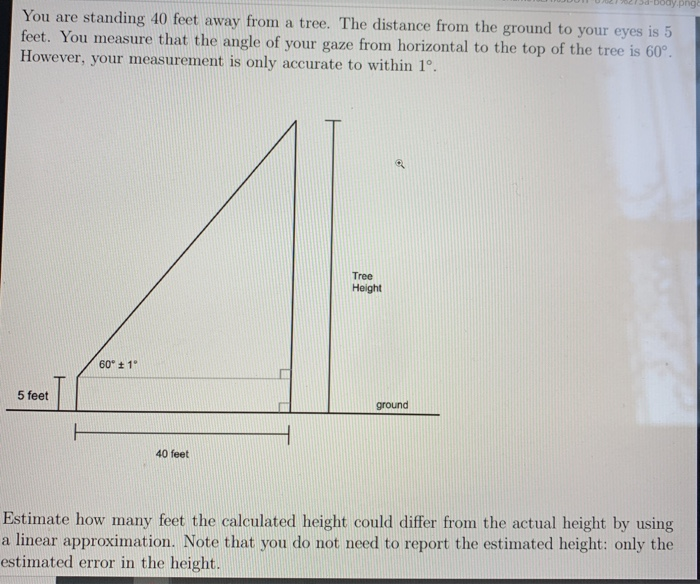 Solved You are standing 40 feet away from a tree. The | Chegg.com