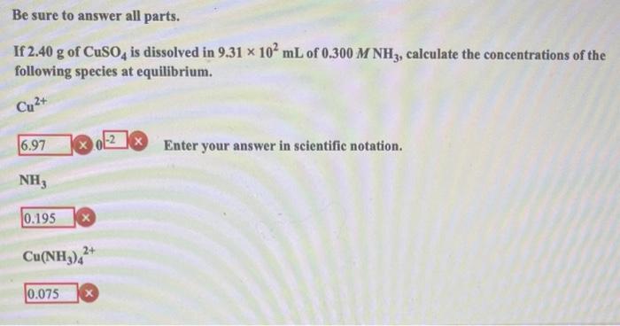 Solved If 2.40 g of CuSO4 is dissolved in 9.31×102 mL of | Chegg.com
