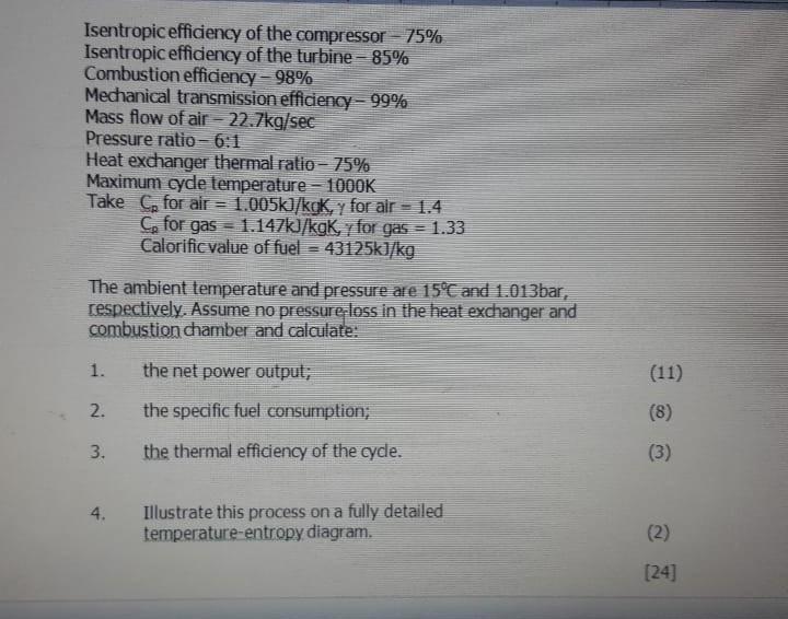 Solved Isentropic efficiency of the compressor = 75% | Chegg.com
