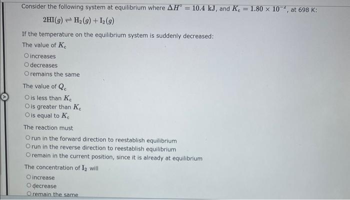 Solved The partial pressures of an equilibrium mixture of | Chegg.com