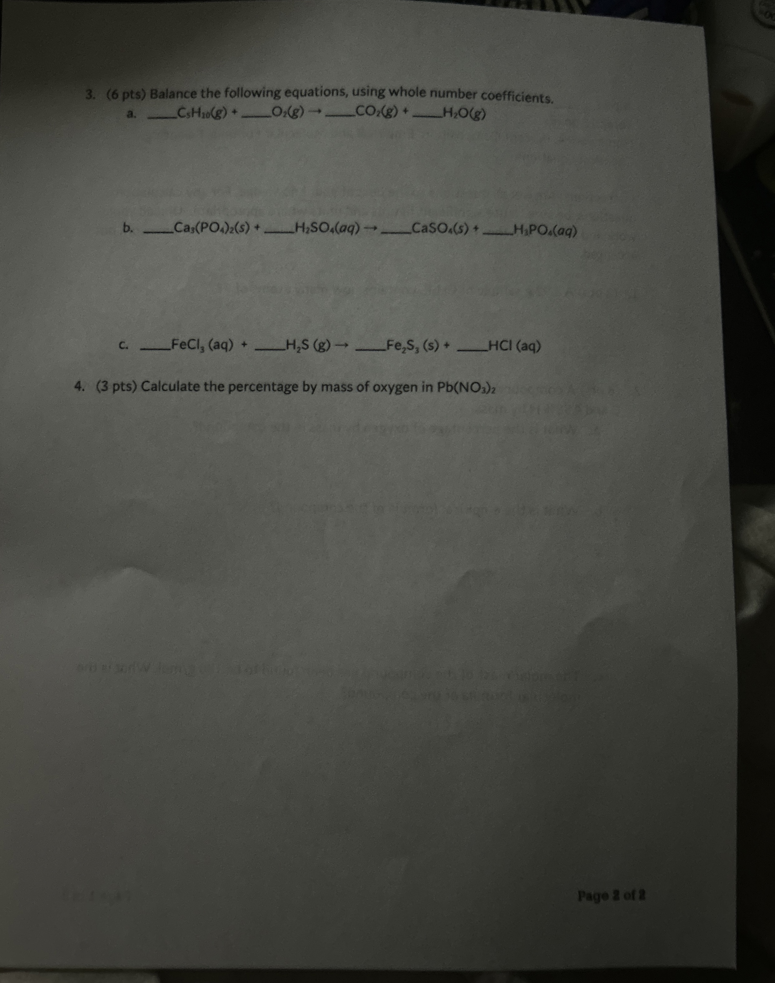 Solved ( 6 ﻿pts) ﻿Balance the following equations, using | Chegg.com