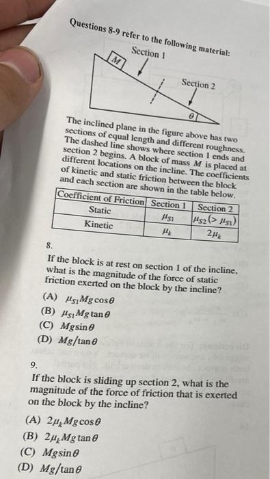 Solved Questions 8-9 refer to the follnw.. The in the figure | Chegg.com