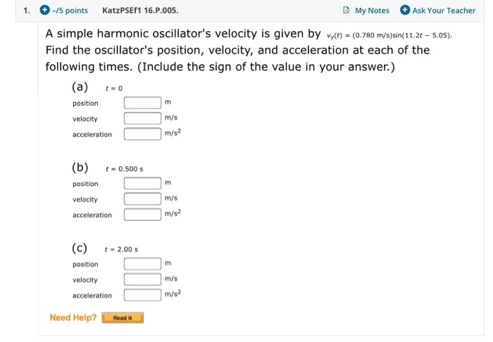 Solved 1. -15 points KatzPSEf1 16.P.005. My Notes Ask Your | Chegg.com Solved 1. -15 points KatzPSEf1 16.P.005. My Notes Ask Your | Chegg.com