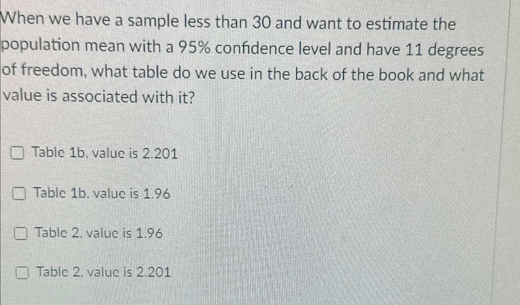 Solved When we have a sample less than 30 ﻿and want to | Chegg.com