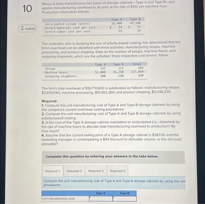 Solved Compute the unit manufacturing cost of Type A and | Chegg.com