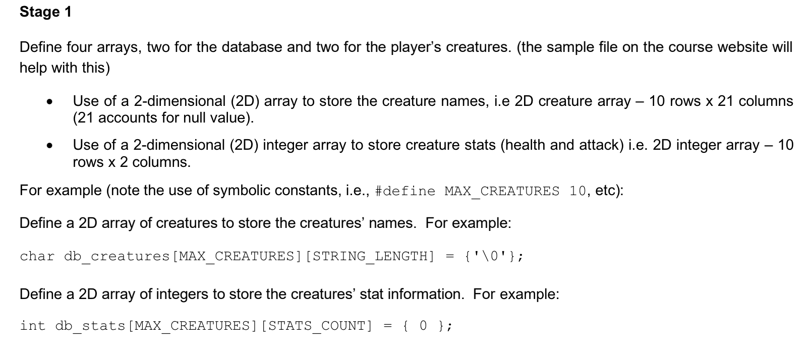 Solved Stage 1Define four arrays, two for the database and | Chegg.com