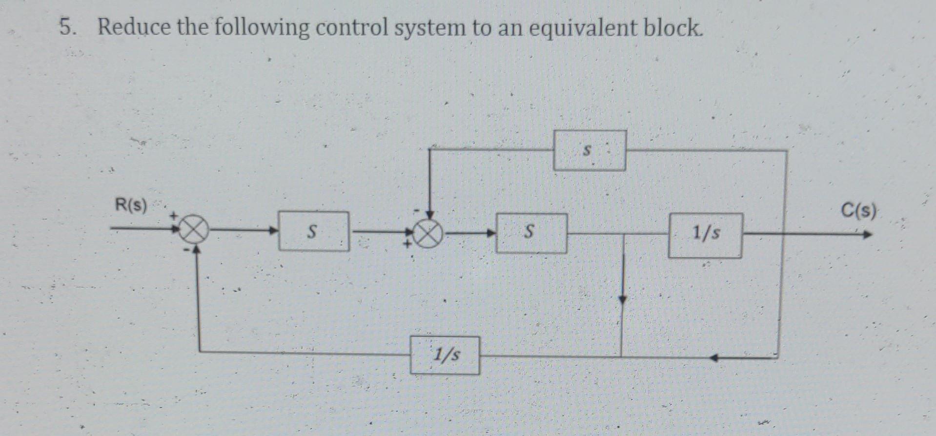 5. Reduce the following control system to an | Chegg.com