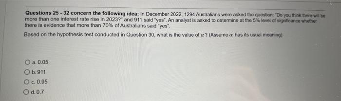 Solved Questions 25 - 32 concern the following idea: In | Chegg.com