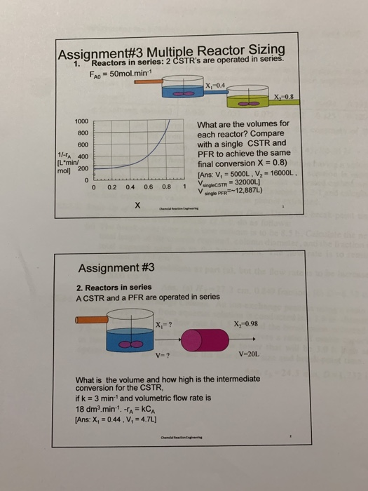 Solved Assignment#3 Multiple Reactor Sizing 1. Reactors in | Chegg.com
