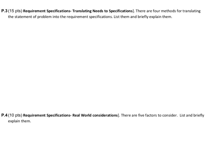Solved P.3(15 pts) Requirement Specifications. Translating | Chegg.com Solved P.3(15 pts) Requirement Specifications. Translating | Chegg.com