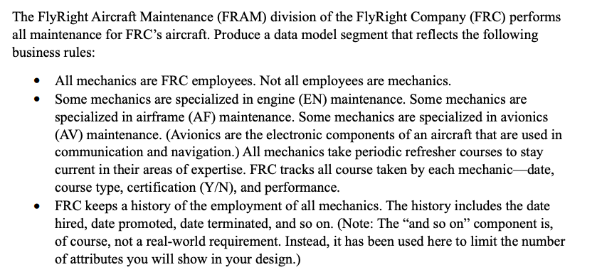 DataBase Management System: Produce a data model | Chegg.com