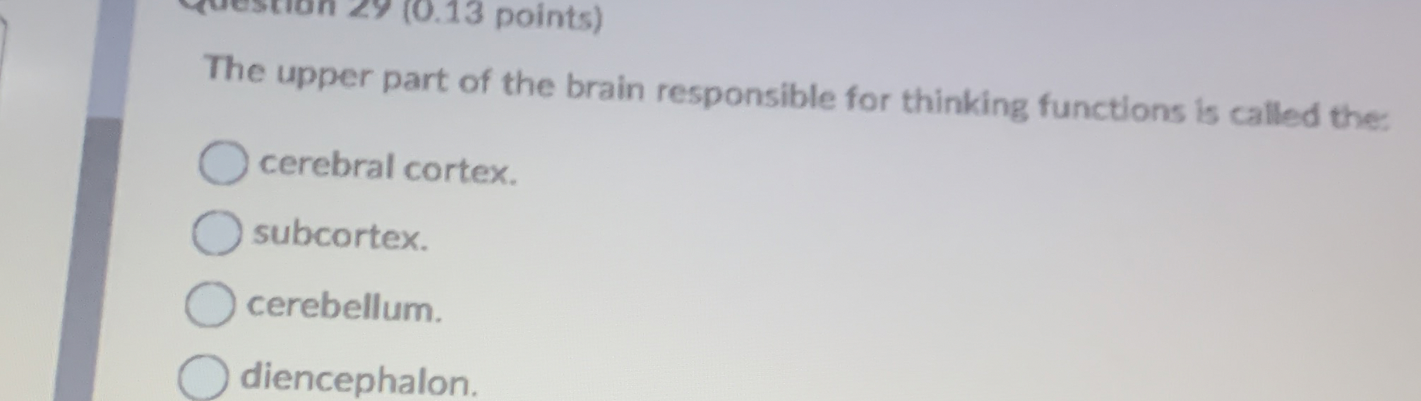 Solved The upper part of the brain responsible for thinking | Chegg.com