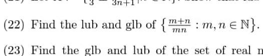 Solved (22) Find the lub and glb of \\( | Chegg.com