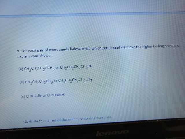 Solved 9. For each pair of compounds below, circle which | Chegg.com