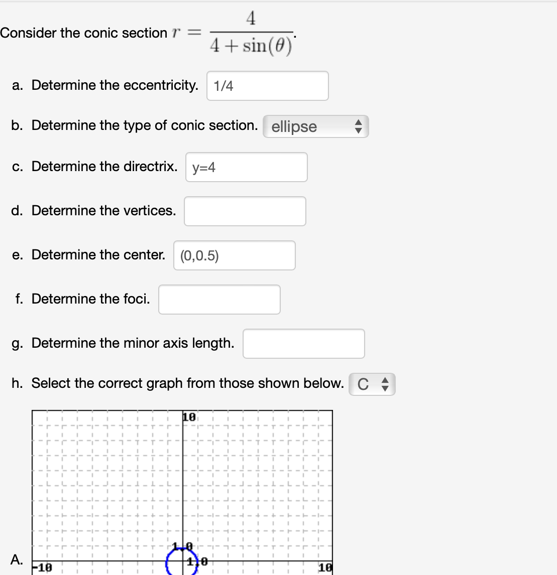 Solved Consider the conic section r=44+sin(θ).a. ﻿Determine | Chegg.com