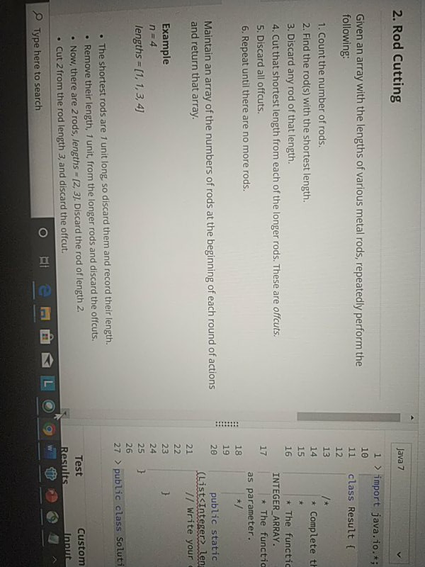 Solved 2. Rod Cutting Java 7 Given an array with the lengths | Chegg.com