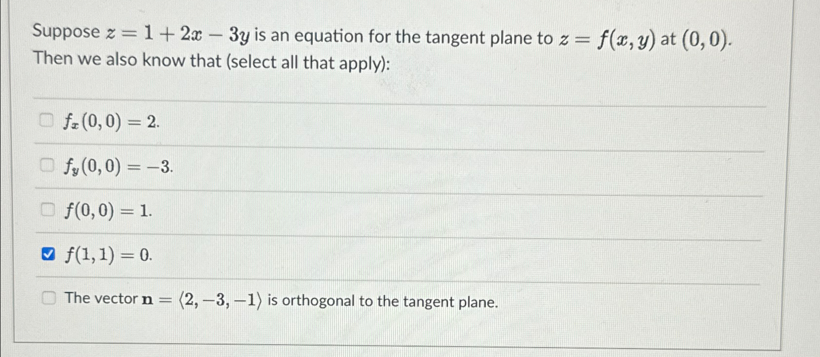 Suppose z=1+2x-3y ﻿is an equation for the tangent | Chegg.com