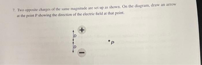Solved 7. Two opposite charges of the same magnitude are set | Chegg.com