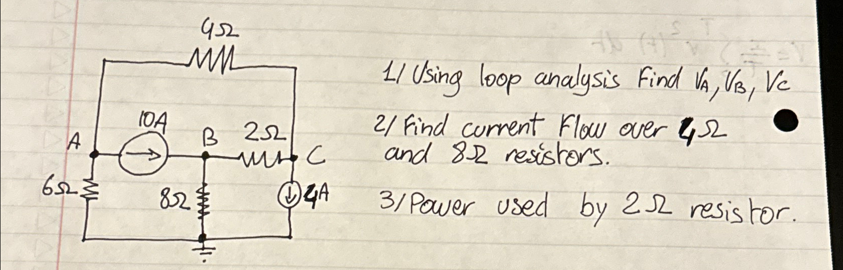 Solved 1/ ﻿Using loop analysis find VA,VB,VC2/ ﻿Find current | Chegg.com