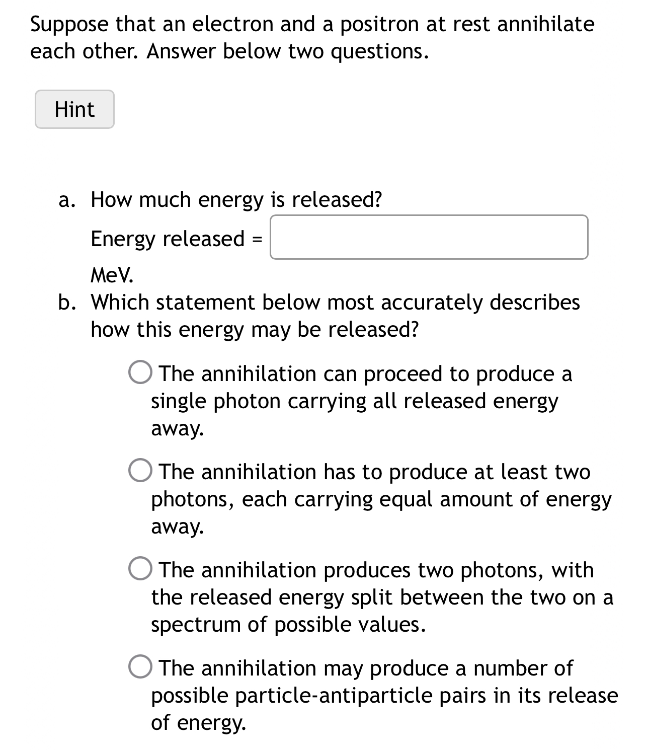 Solved Suppose that an electron and a positron at rest | Chegg.com