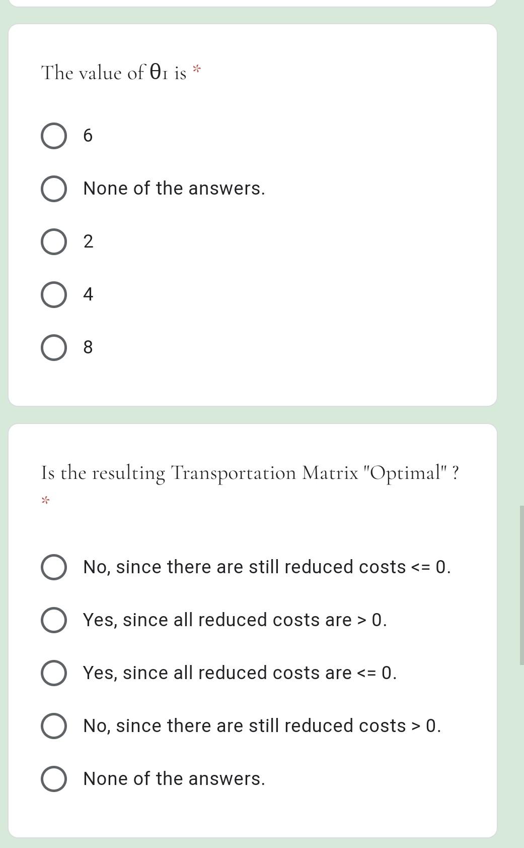Solved Transportation Algorithm Complete the following | Chegg.com
