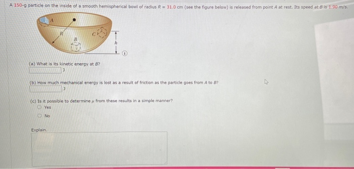 Solved A 150-g particle on the inside of a smooth | Chegg.com