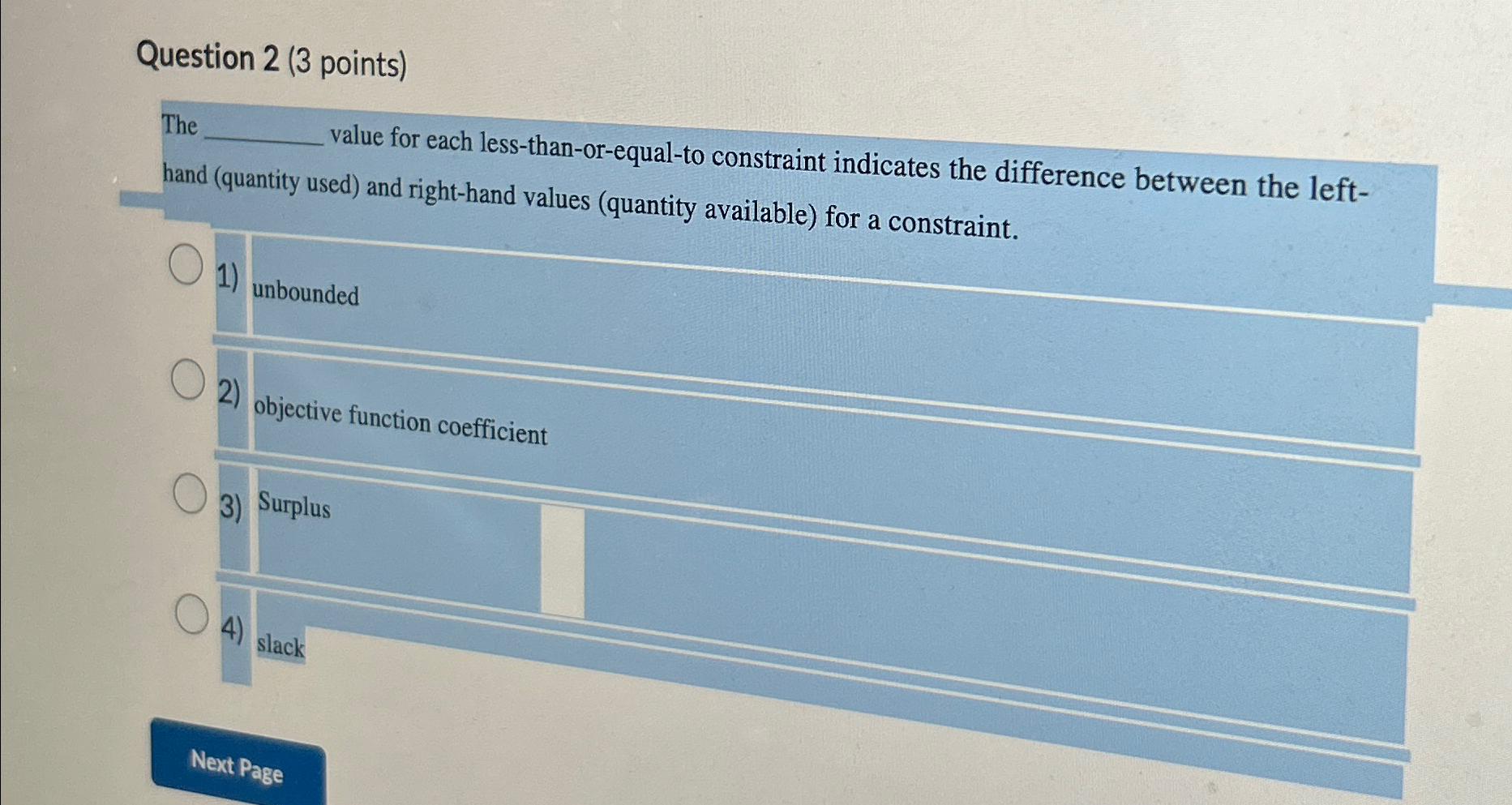 Solved Question 2 (3 ﻿points)value for each | Chegg.com