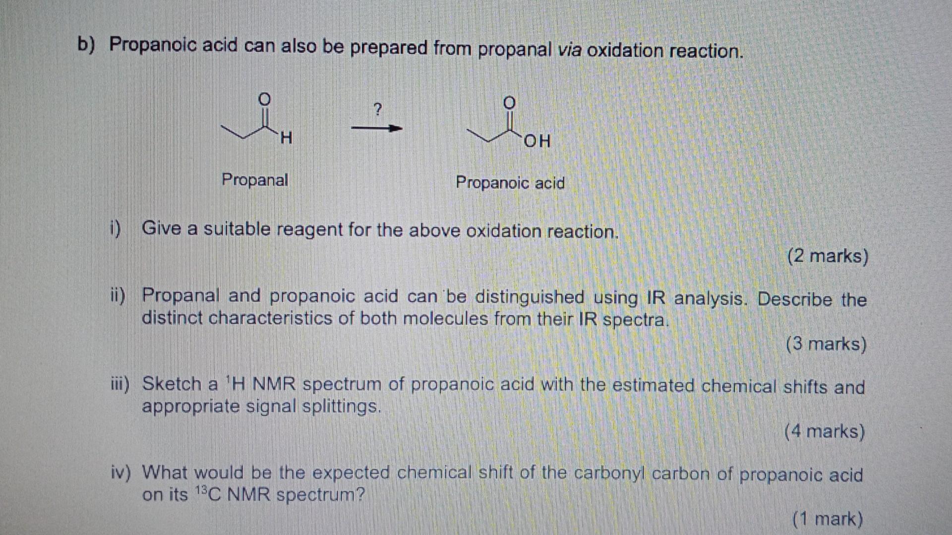 Solved Preparation of propanoic acid from bromoethane | Chegg.com