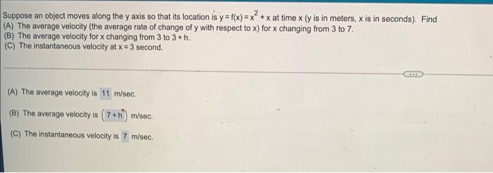 Solved Suppose An Object Moves Along The Y Axis So That Its