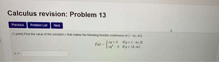 Solved Calculus revision: Problem 13 (1 point) Find the | Chegg.com