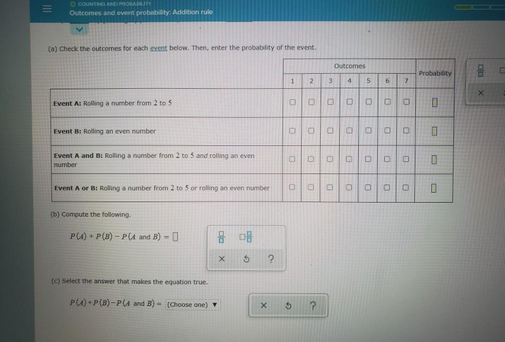 Solved = COUNTING AND PROBABILITY Outcomes and event | Chegg.com