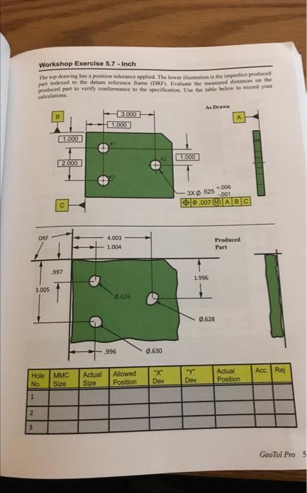 Class Exercise - Position Verification at MMC. Inch | Chegg.com