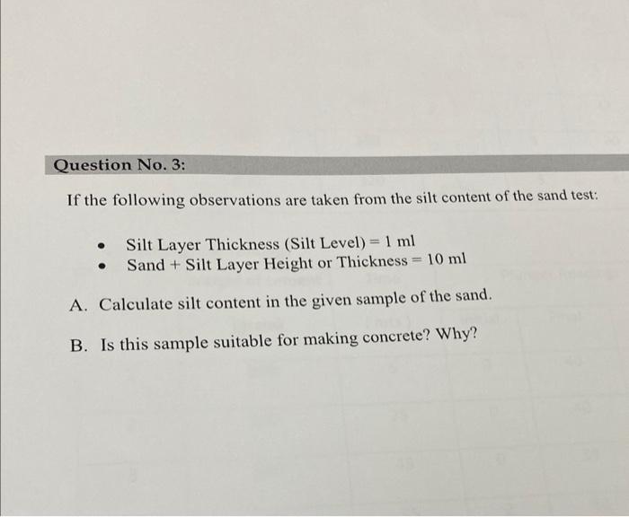 Solved If the following observations are taken from the silt | Chegg.com