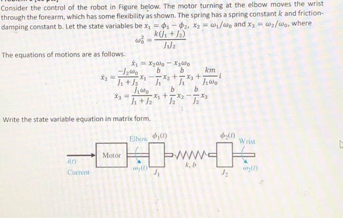 Solved Consider the control of the robot in Figure below. | Chegg.com